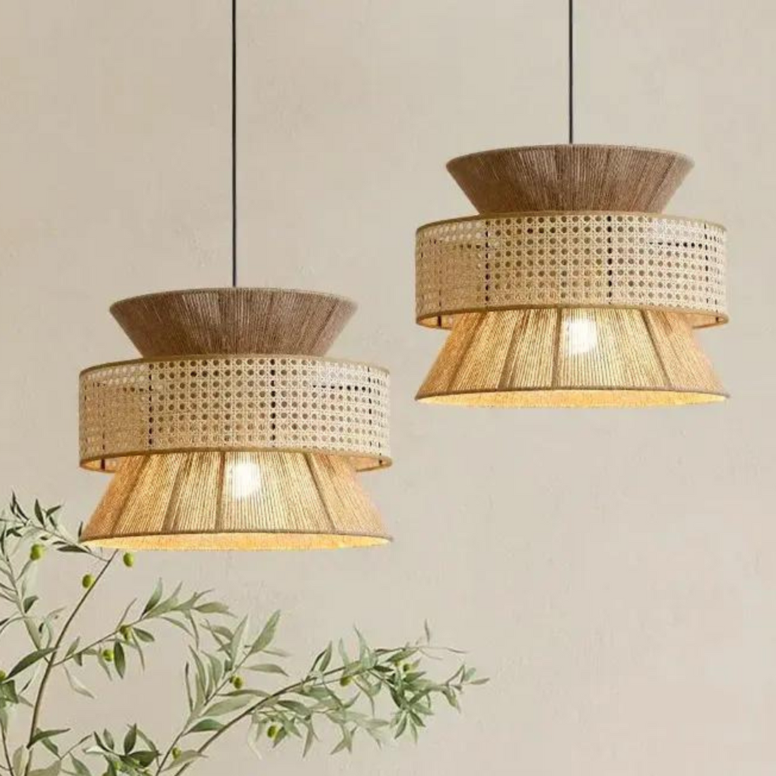Raffia Pendant Lamp & Rattan Webbing Ceiling Raffia Lamp – BALBENI